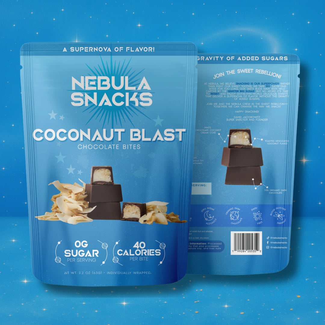 Nebula Snacks | Filled Dark Chocolate Bites; Bean-to-Bar, Zero Sugar