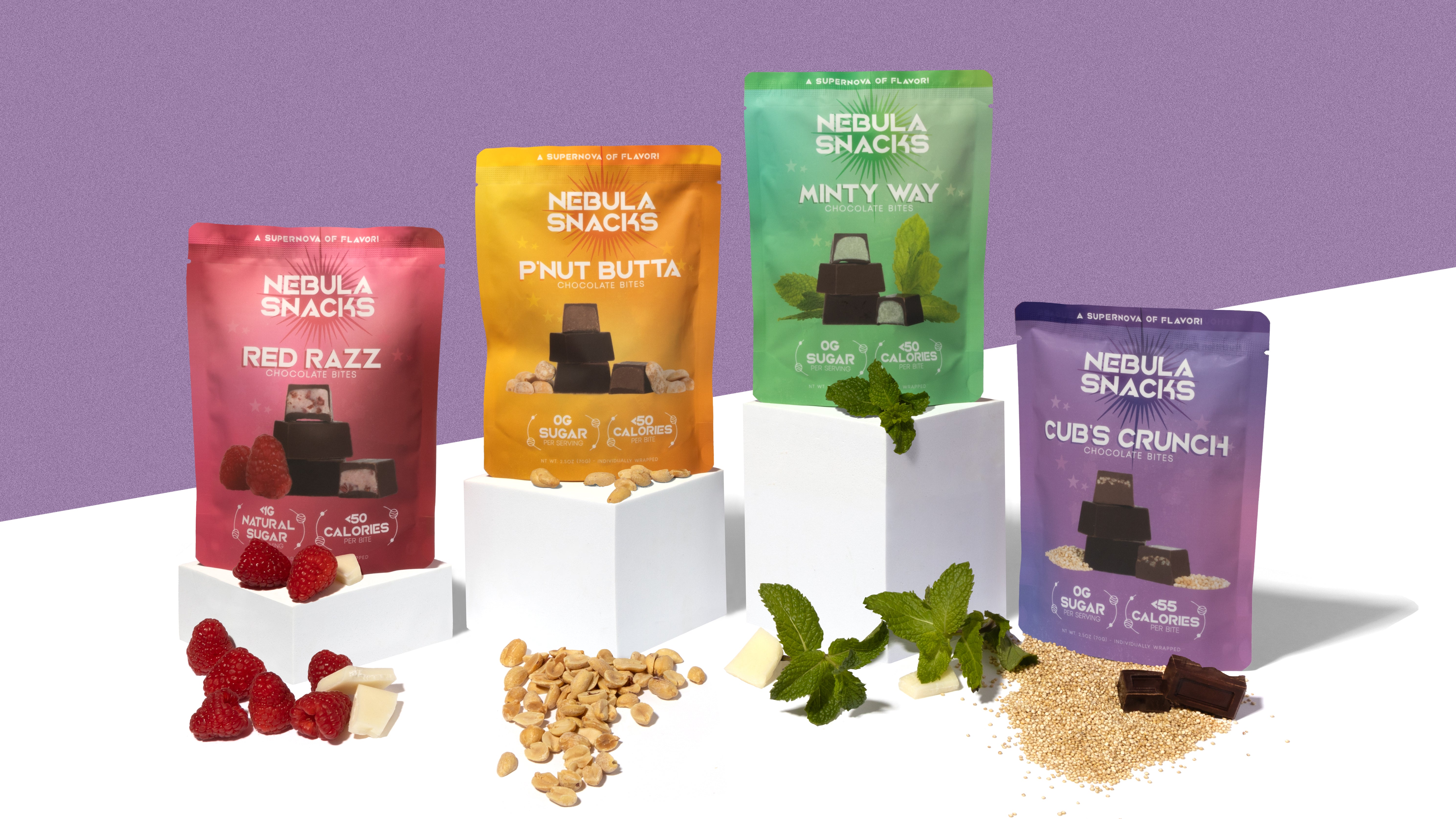 Non-Glycemic, Zero Sugar Dark Chocolate Bites & Chips | Nebula Snacks