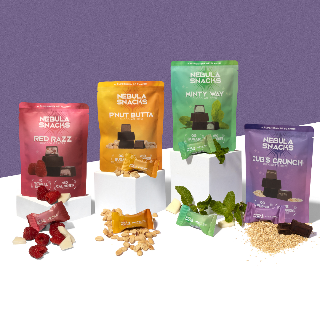 Non-Glycemic, Zero Sugar Dark Chocolate Bites & Chips | Nebula Snacks