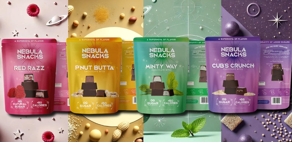 Nebula Snacks | Filled Dark Chocolate Bites; Bean-to-Bar, Zero Sugar
