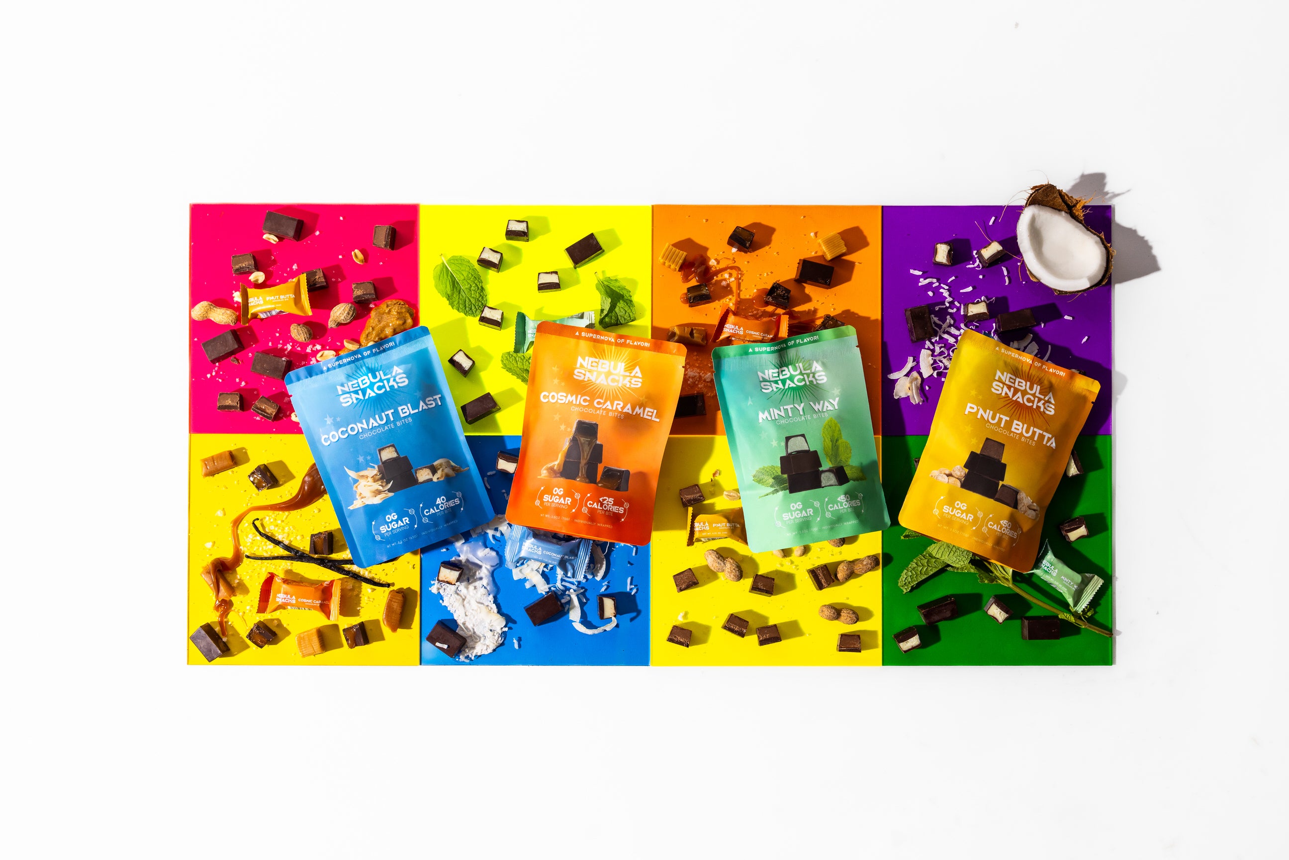 Zero Sugar, High Fiber Dark Chocolate Bites & Chips | Nebula Snacks